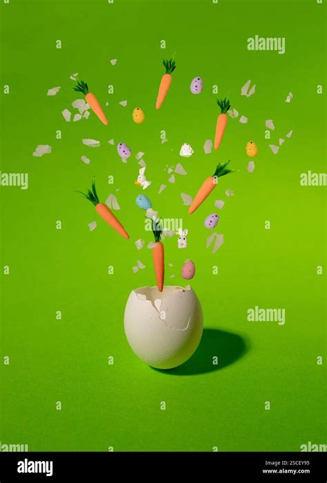 Creative Easter Egg 3d Render Surprise Egg Concept Egg Shell Explosion