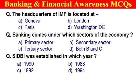 essential banking and financial awareness mcqs for upcoming exams