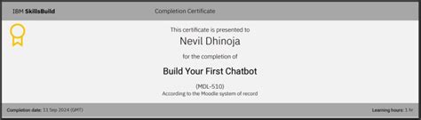 Nevil Dhinoja On Linkedin Ibm Skillbuild Chatbotdevelopment Ai Charusatuniversity