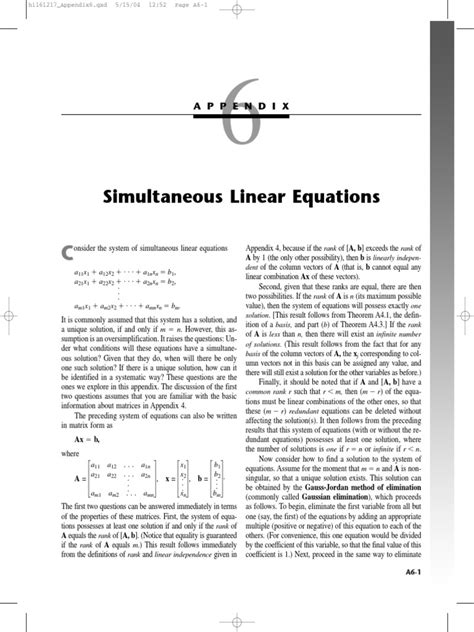 Appendix 6 Pdf Equations System Of Linear Equations