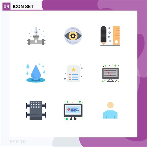 9 Thematic Vector Flat Colors And Editable Symbols Of Water Liquid