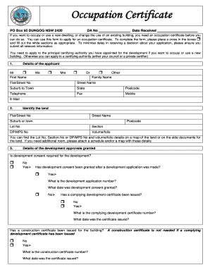 Occupation Certificate Fill And Sign Printable Template Online