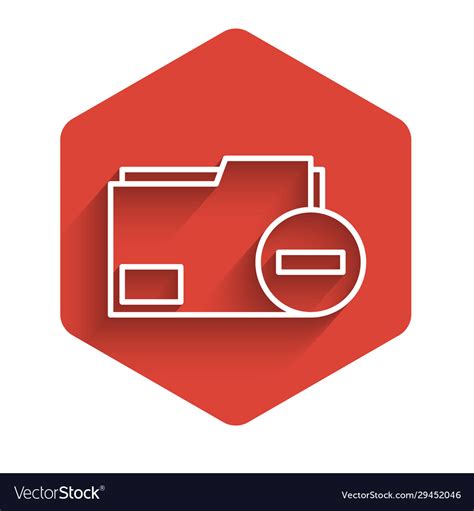 White Line Document Folder With Minus Icon Vector Image