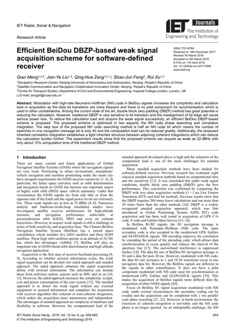 Pdf An Efficient Beidou Dbzp Based Weak Signal Acquisition Scheme For