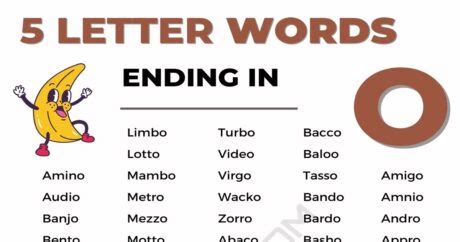 1000 Common 5 Letter Words Ending In O In English • 7esl