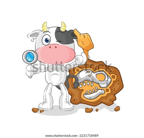 Cow Archaeologists Fossils Mascot Cartoon Vector Stock Vector Royalty