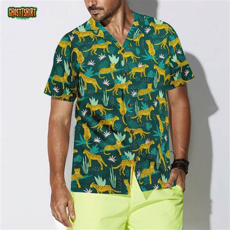 Leopards And Tropical Leaves Hawaiian Shirt