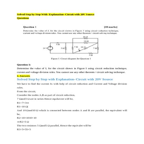 For The Circuit Shown Figure Using Circuit Reduction Technique