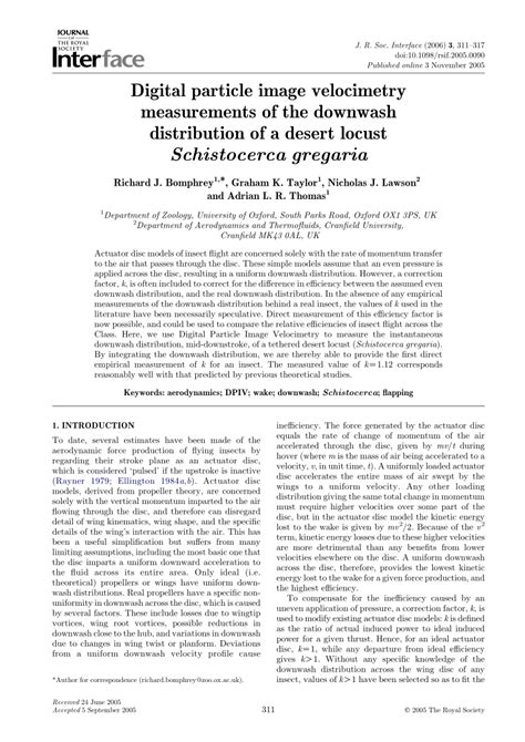 Pdf Digital Particle Image Velocimetry Measurements Of The Downwash
