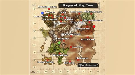 Ark Survival Evolved Ragnarok карта пещер