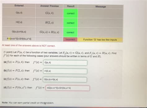 Solved Entered Answer Preview Result Message G X 4 G X 4 Chegg
