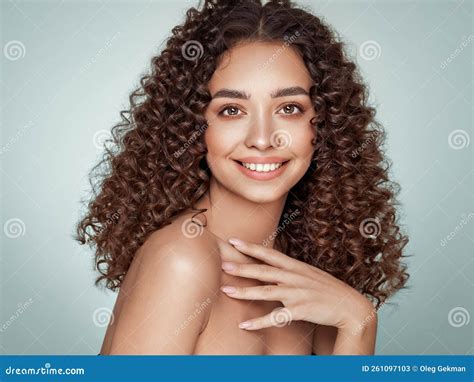 Beautiful Smiling Woman With Afro Curls Stock Image Image Of