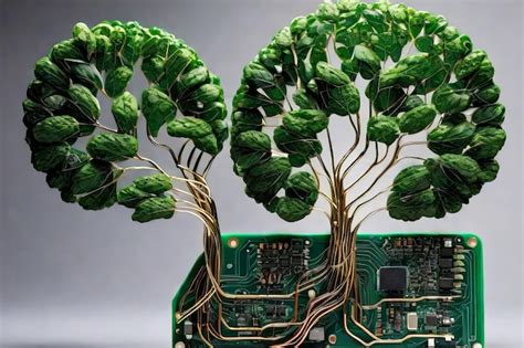Premium AI Image Nature And AI Driven Technology Trees Emerging From