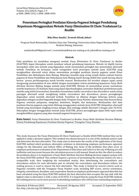 Pdf Penentuan Peringkat Penilaian Kinerja Pegawai Sebagai Pendukung Keputusan Menggunakan