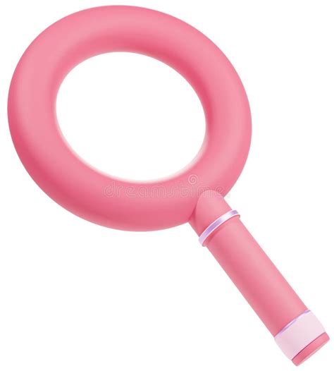3d Render Of Pink Pastel Magnifying Glass Isolated On White Stock