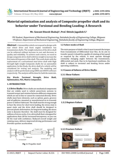 Material Optimization And Analysis Of Composite Propeller Shaft And Its