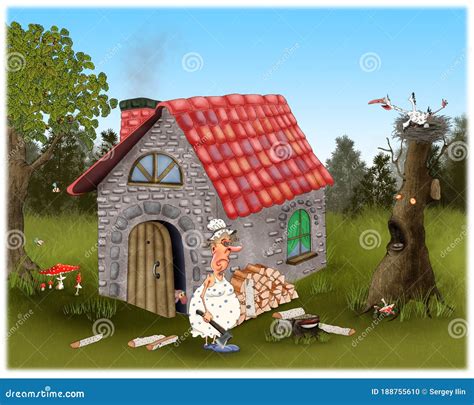 Funny Grandmother Housewife Cartoon 87425061