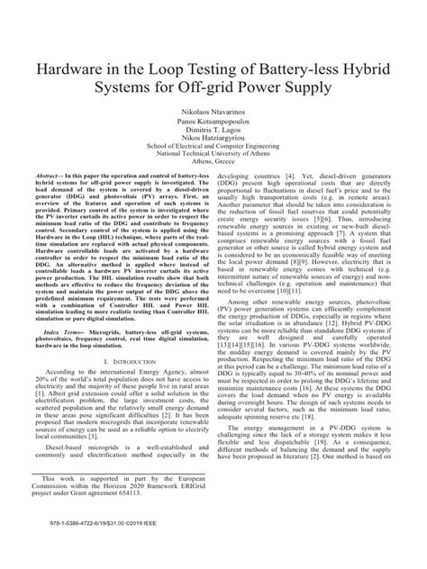 Hil Of Battery Less Hybrid Systems Pdf Photovoltaics Distributed