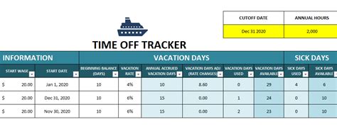 Time Off Tracker Template HowtoExcel Net