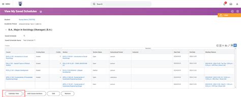 Viewing Your Saved Schedule