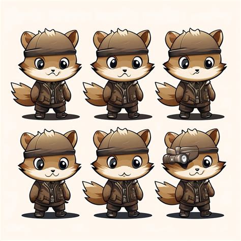 Premium Photo Stamp Card A Fox Mammal With Detective Suit Standing On