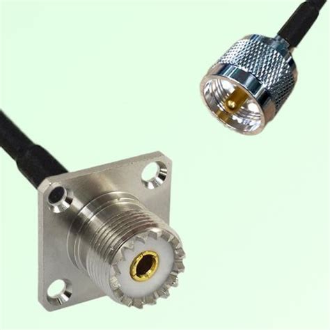 Uhf Female 4 Hole Panel Mount To Uhf Male Rf Cable Assembly