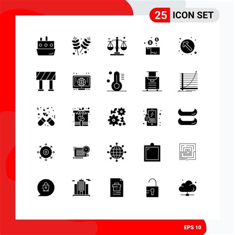 Mobile Interface Solid Glyph Set Of 25 Pictograms Of Arrow Package Grains Box Bundle Editable