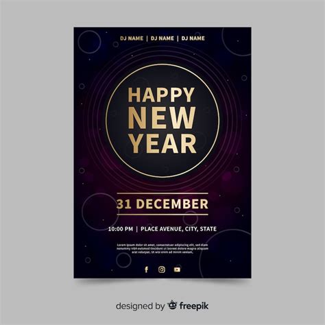 새해 전단지 디자인 벡터 Freepik에서 무료 고품질 벡터를 다운로드하세요 Freepik