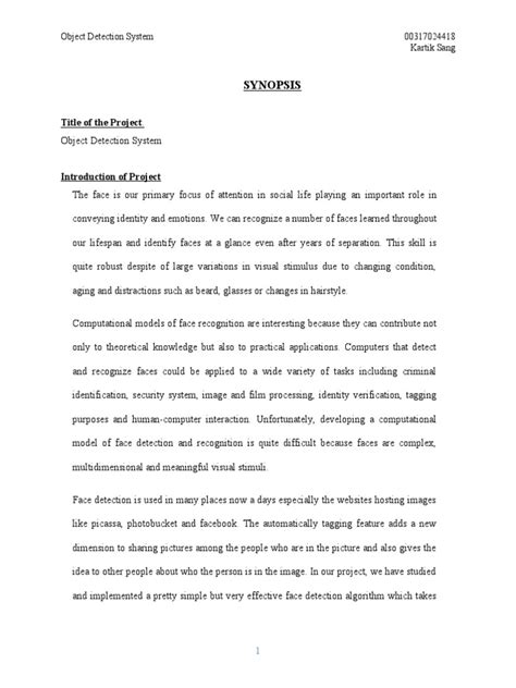 Synopsis Object Detection Pdf Specification Technical Standard