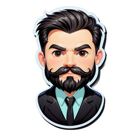 I Made An Ai Sticker Of Dad With Black Clean Cut Hair And Mo Beard