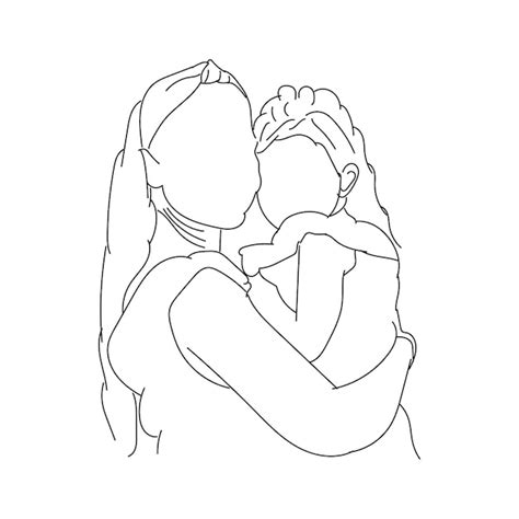 Premium Vector Mom And Daughter Hand Drawn Vector Sketch