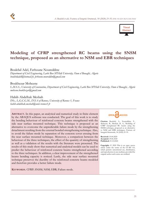 Pdf Modeling Of Cfrp Strengthened Rc Beams Using The Snsm Technique Proposed As An