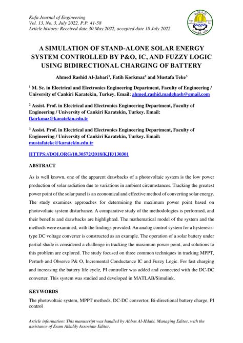Pdf A Simulation Of Solar Energy System Controlled By Pando Ic And