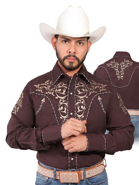 Camisa Vaquera Bordada Manga Larga Western Shirt Camisa Vaquera