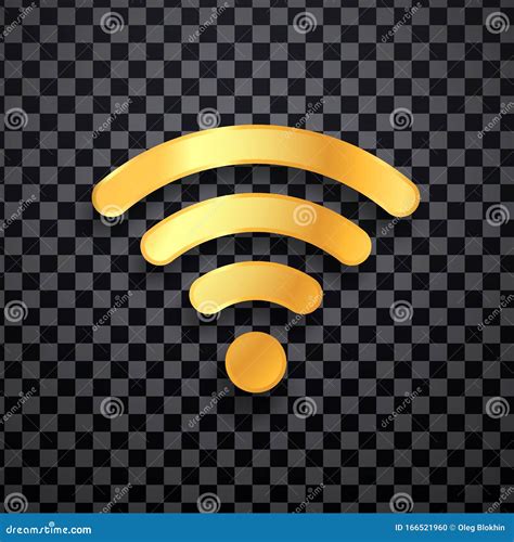 Золотой значок вектор Wifi Знак Wi Fi золота беспроводной