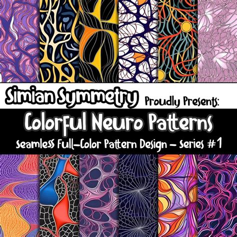 Digital Paper Colorful Neuro Patterns Series 1 Seamless Designs Twelve Colorful Patterns