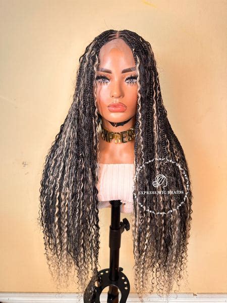 Honey Blonde Bohemian Knotless Braid Wig Human Hair Goddess Braids