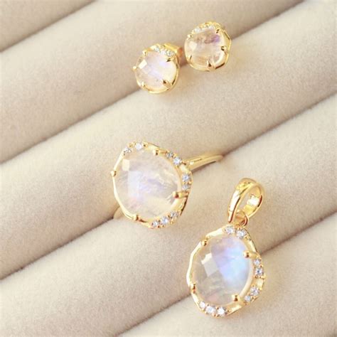 Maansteen Ring Goud Edelsteen Sieraden Natuursieraad