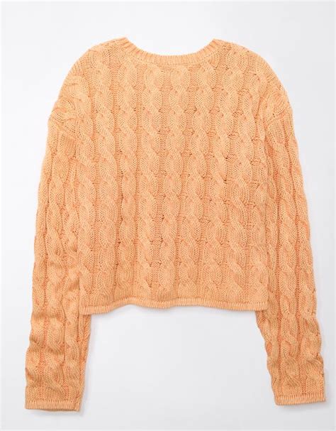 Ae Cropped Cable Knit Sweater