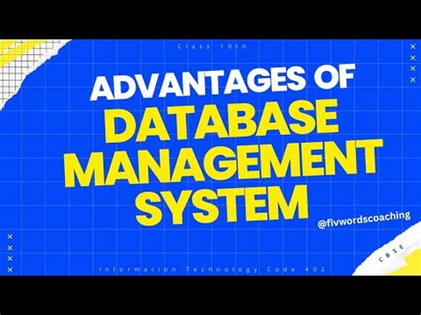 Advantages of DBMS class 10 Chapter 8 Information Technology code 402 NCERT - YouTube