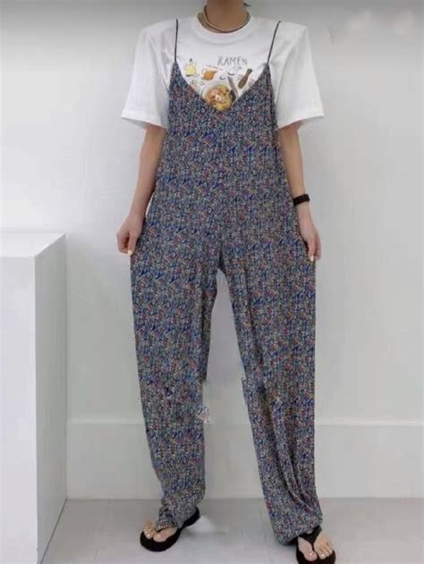 꽃무늬 플로럴 땡떙이 도트패턴 여름 바캉스 플리츠 점프수트