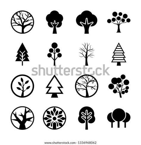 Tree Symbols Icon Collection Stock Vector Royalty Free Shutterstock