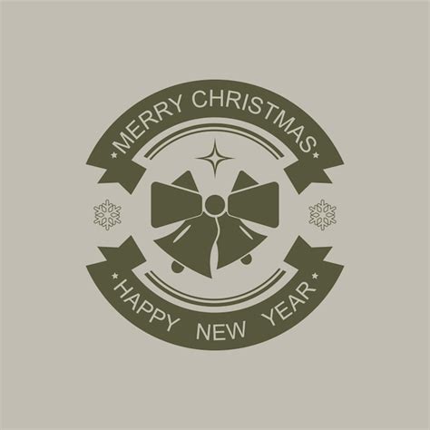Signo redondo navideño de color negro con silueta de dos campanas Vector Premium
