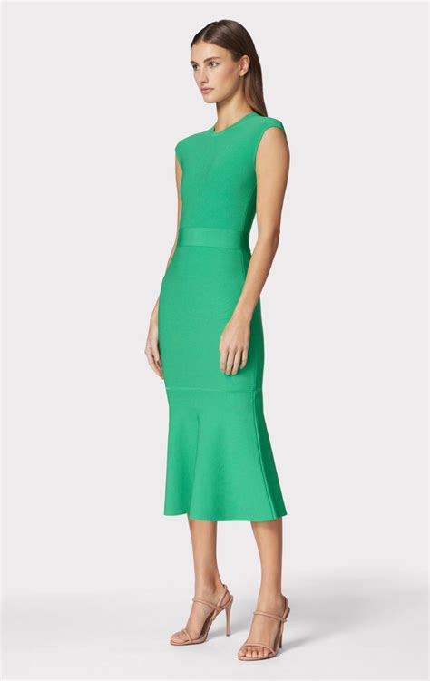Women Dresses HervÉ LegÉr Milano Cap Sleeve Midi Dress Cypress