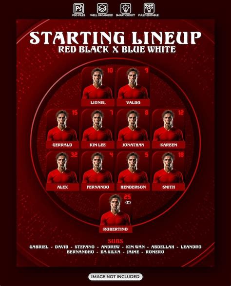 Premium Psd Football Team Starting Lineup Graphic Template