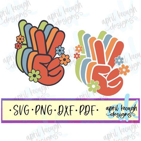Retro Floral Peace Sign Svg Png Boho Peace Sign Clip Art Rainbow