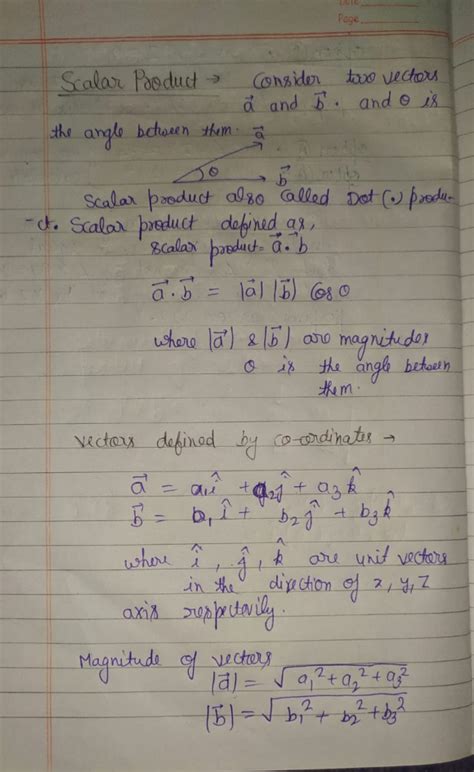 Vectors In The Plan Define Scalar Product And Explain The Relationship