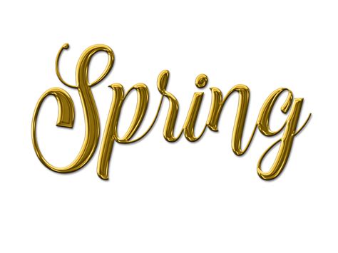 Gold Volumetric 3d Text Inscription Love Spring Isolated Cut Out