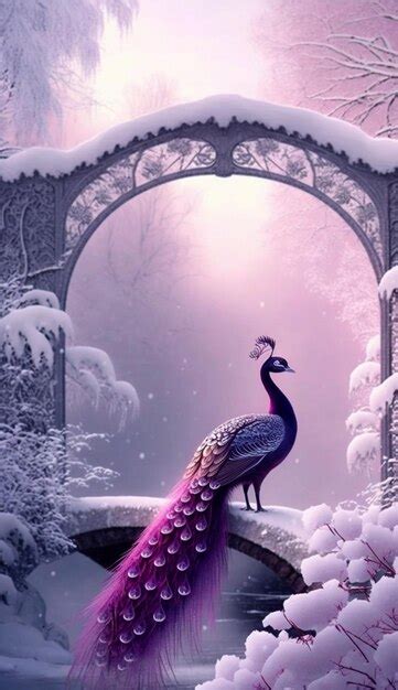 Premium Ai Image Close Up Of Peacock Standing On Bridge Over River