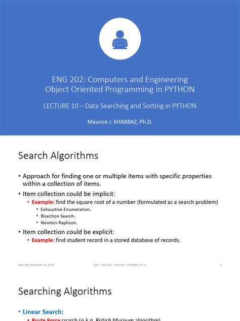 Lecture 10 Searching And Sorting Pdf Algorithms And Data